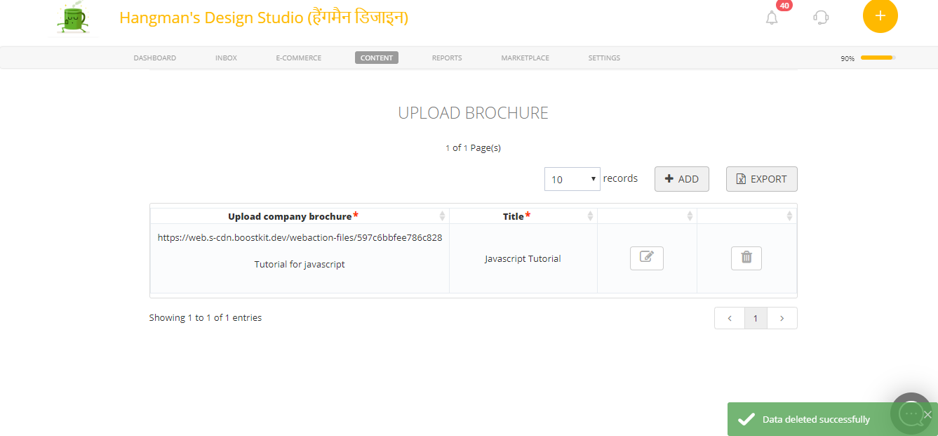 [How To] Delete Brochure from Manufacturing Theme Website using Boost Web – NowFloats