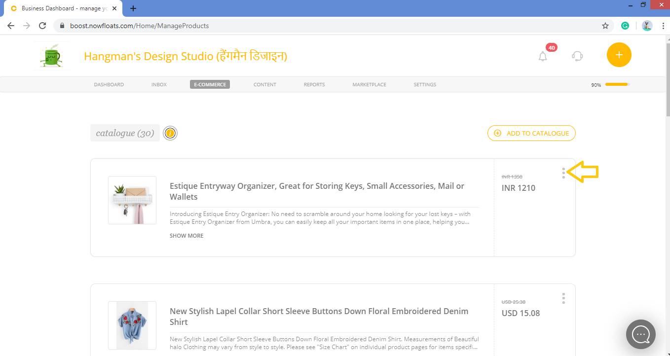 [How To] Edit Product/Service of your website using Boost Web – NowFloats