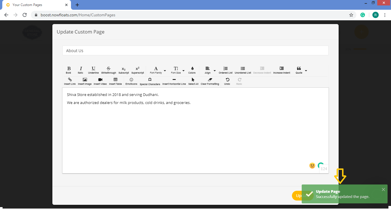 [How To] Edit Custom Page of your website using Boost Web – NowFloats