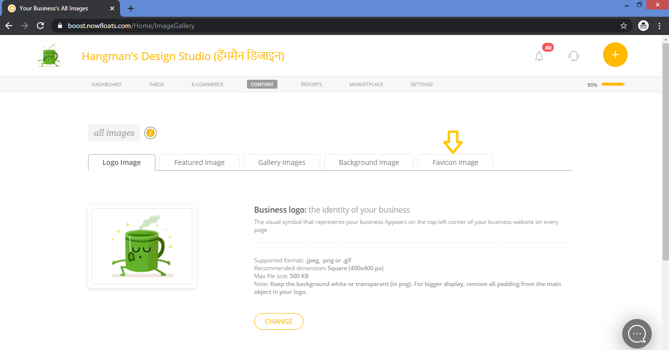 [How To] Upload/Change Favicon Image of your website using Boost Web – NowFloats