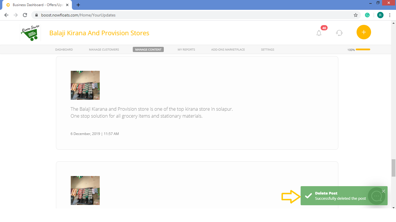 [How To] Delete an Update from the Website using Boost Web – NowFloats