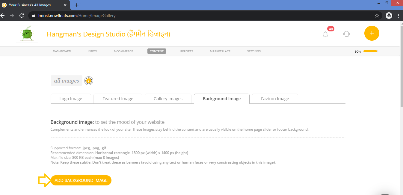 [How To] Upload Background Image to your website using Boost Web – NowFloats