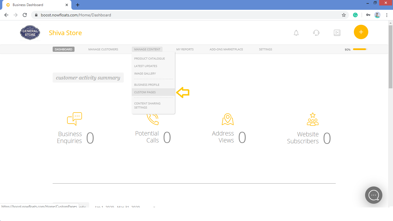 [How To] Edit Custom Page of your website using Boost Web – NowFloats