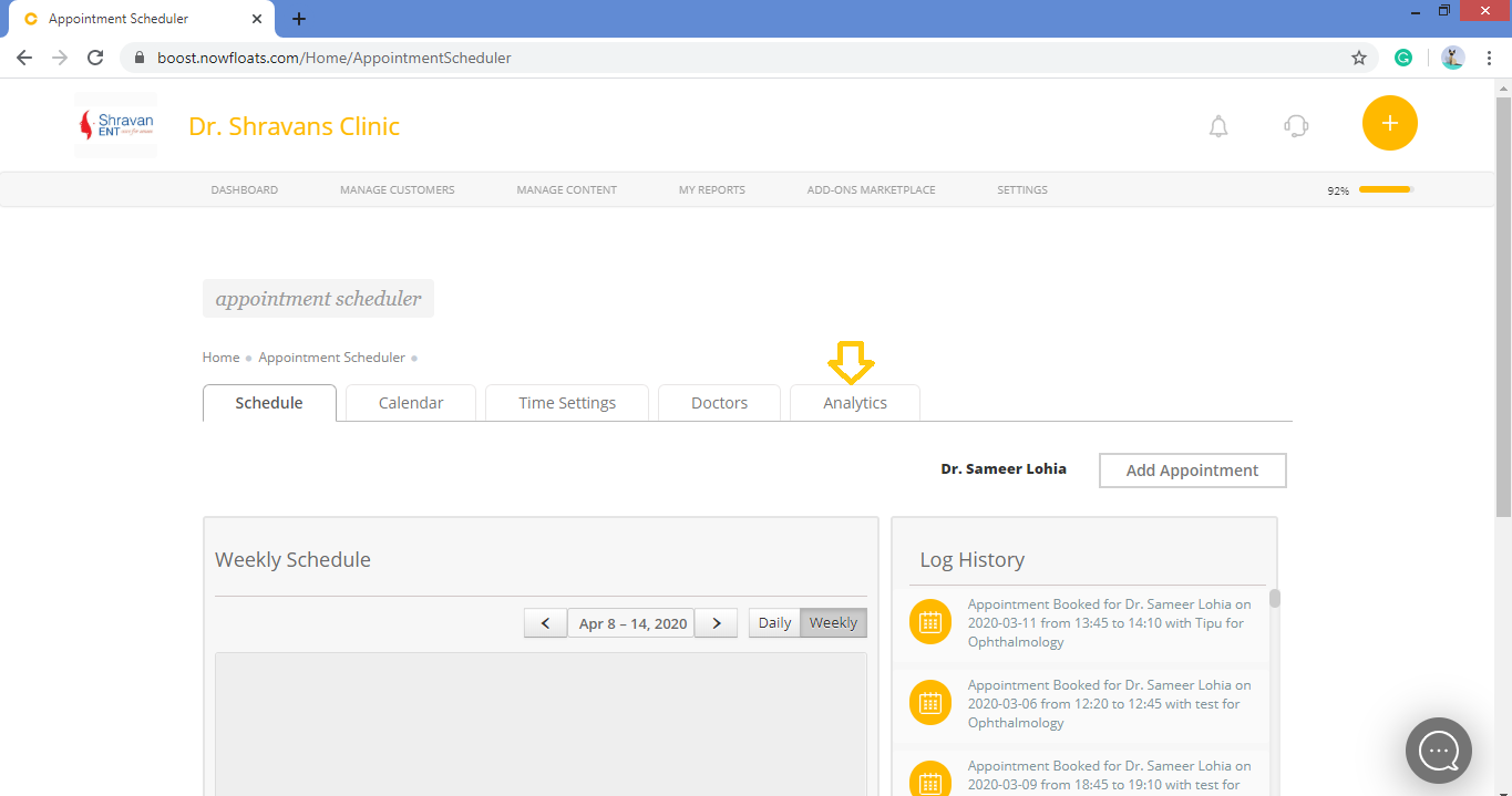 [How To] View Appointment Analytics Of your Doctors website using Boost Web – NowFloats