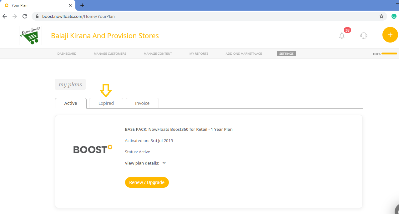 [How To] View Expired Plan's of your Website in Boost Web – NowFloats