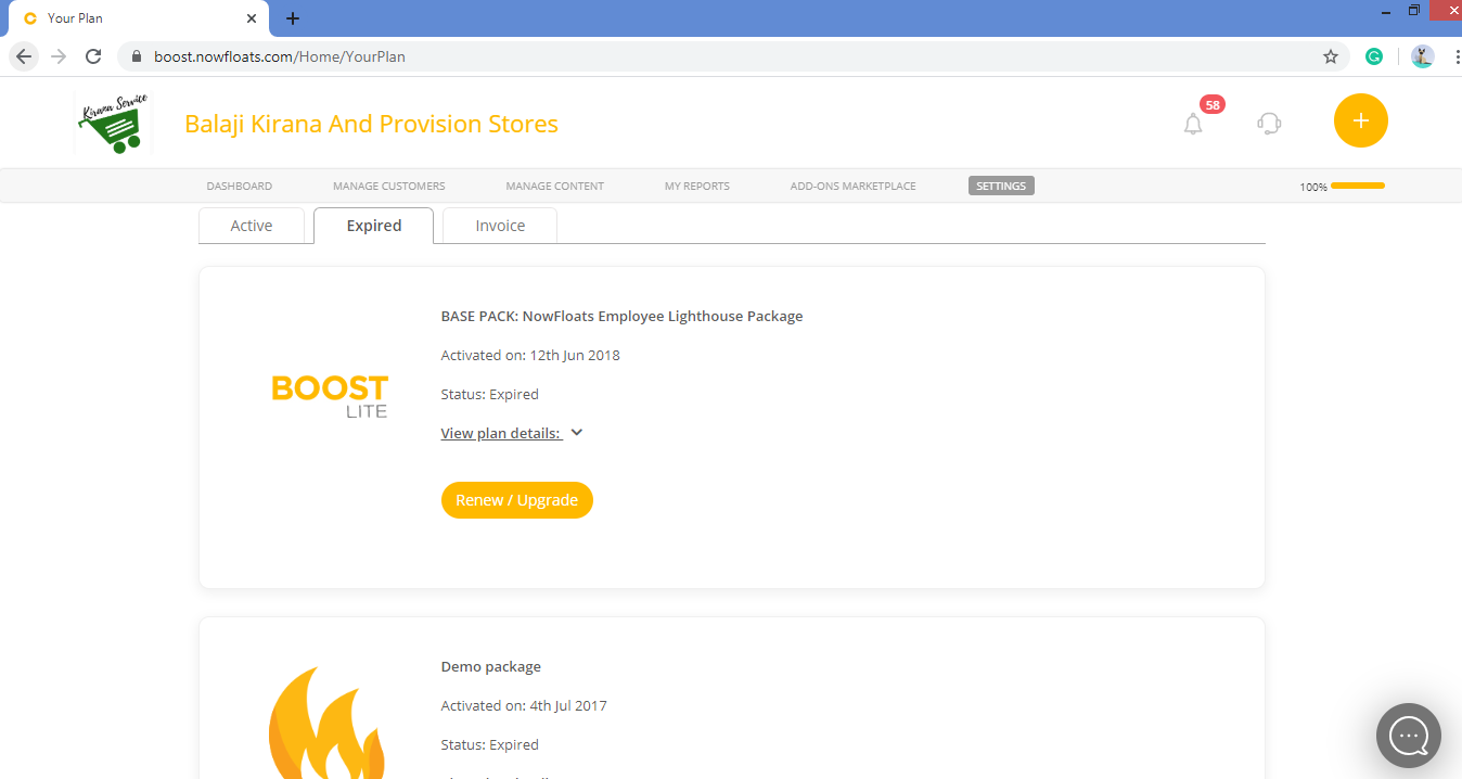 [How To] View Expired Plan's of your Website in Boost Web – NowFloats