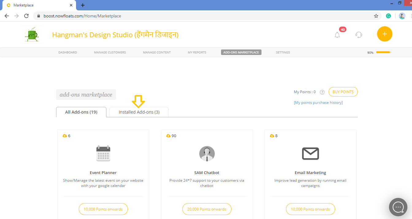 [How To] View Installed Add-On Apps in Boost Web – NowFloats