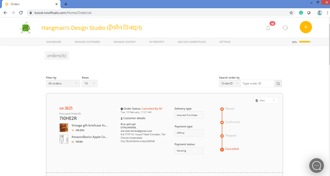 [How To] Manage Order's of your Website in Boost Web – NowFloats