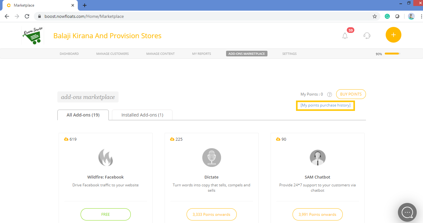 [How To] View Points Purchased History in Boost Web – NowFloats