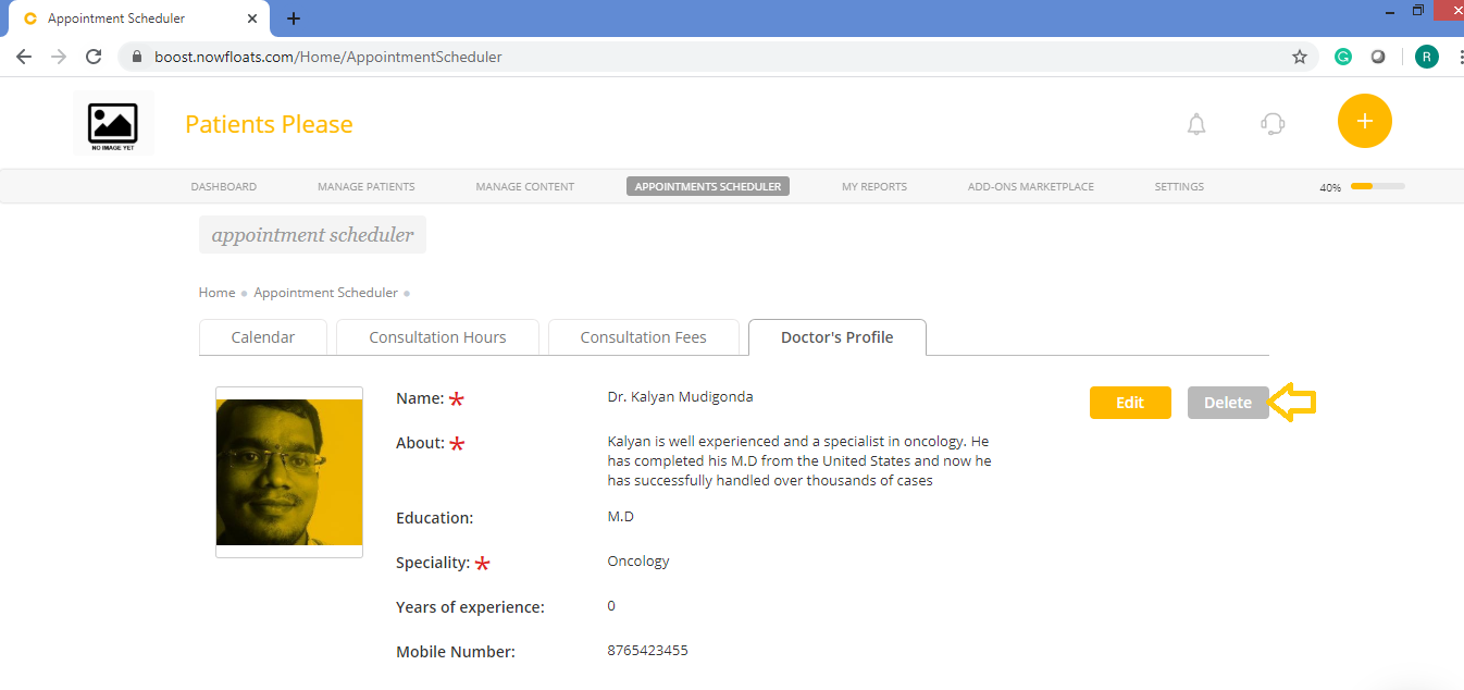 [How To] Delete Doctor Profile from Doctors Website using Boost Web – NowFloats